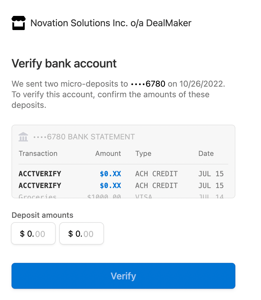 Manual Verification for Bank-to-Bank Transfers – DealMaker Support